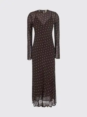 SEMICOUTURE Polka-dot Viscose Long-sleeve Sheath Dress