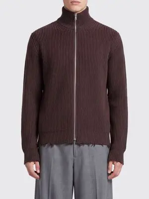 MAISON MARGIELA Cotton Turtleneck Cardigan With Frayed Hem - Brown