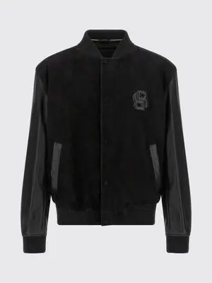 BOSS Faux Leather Varsity Bomber Jacket With Tone-on-tone Logo