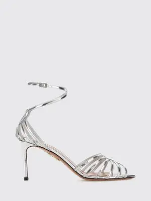 AQUAZZURA Metallic Strappy Heeled Sandals - Silver