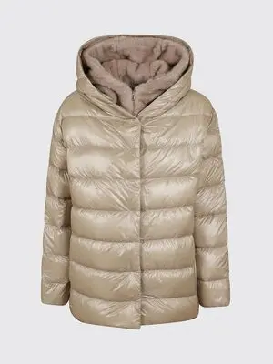 Herno Water-repellent Nylon Down Jacket With Shearling Hood - White