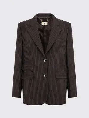 Elisabetta Franchi Single-breasted Wool Blend Pinstripe Blazer - Brown