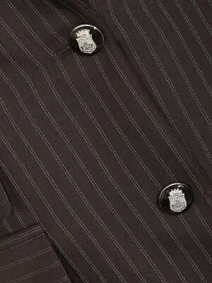 Elisabetta Franchi Single-breasted Wool Blend Pinstripe Blazer - Brown