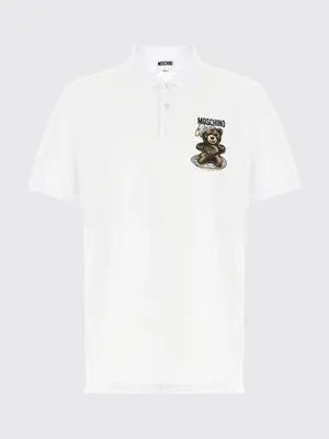 Moschino Short-sleeved Cotton Polo With Teddy Bear Print - White