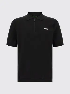 BOSS Cotton Knit Zip-up Polo Shirt