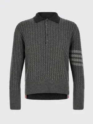 Thom Browne 4-bar Slim Fit Long-sleeved Virgin Wool Polo - Grey