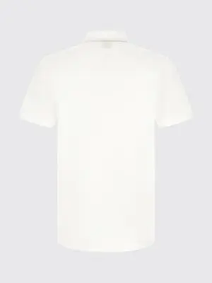 BOSS Short-sleeved Cotton Polo Shirt With Contrasting Logo - White