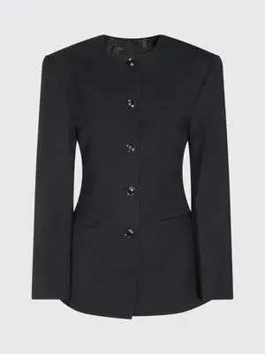 ANINE BING Cropped Slim Fit Wool Blend Blazer