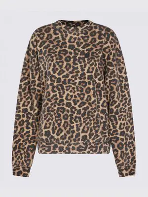 ANINE BING All-over Animal Print Cotton Crewneck Sweatshirt