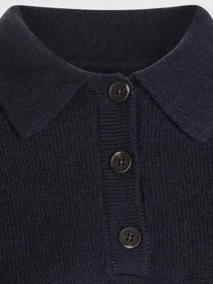 ANINE BING Long-sleeved 100% Cashmere Knit Polo Shirt