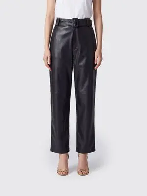 TWINSET High-waisted Faux Leather Cropped Trousers - Black