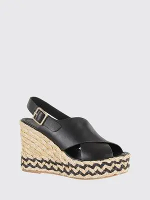 PALOMA BARCELO Leather Wedge Slingback Sandals With Woven Midsole