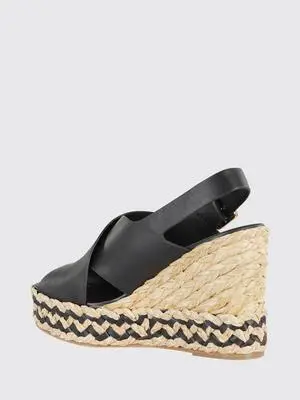 PALOMA BARCELO Leather Wedge Slingback Sandals With Woven Midsole