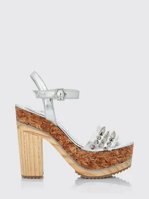 Philipp Plein Studded Laminated Leather High-heel Platform Sandals