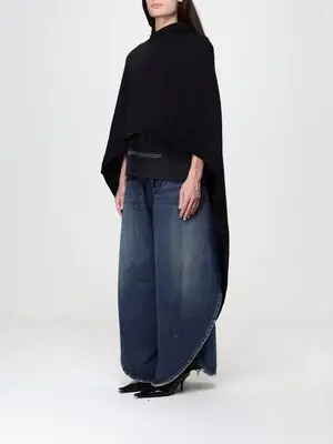 Balenciaga Oversized Long Cotton Cape With Hood And Asymmetrical Hem