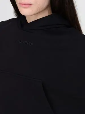 Balenciaga Oversized Long Cotton Cape With Hood And Asymmetrical Hem