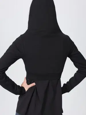 Balenciaga Cropped Cotton Zip-up Hoodie With Contrast Logo