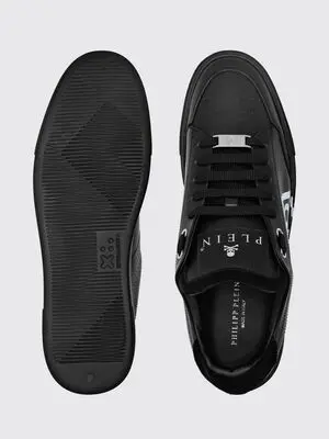 Philipp Plein Monogram Calf Leather Low-top Sneakers With Hexagon Logo - Black