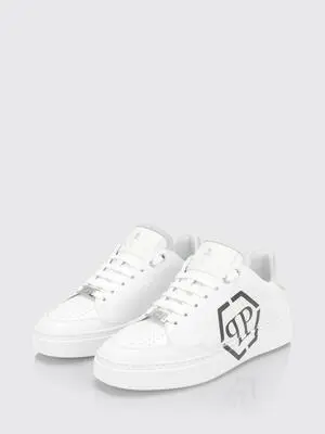 Philipp Plein Monogram Calf Leather Low-top Sneakers With Hexagon Logo