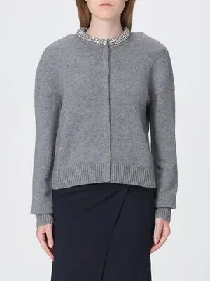 Pinko Wool-blend Cardigan With Crystal Embellishments - Grey