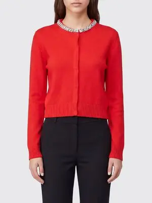 Pinko Wool-blend Cardigan With Crystal Embellishments - Red