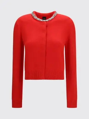 Pinko Wool-blend Cardigan With Crystal Embellishments - Red