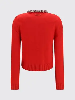 Pinko Wool-blend Cardigan With Crystal Embellishments - Red