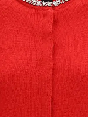 Pinko Wool-blend Cardigan With Crystal Embellishments - Red