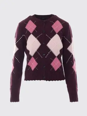 Pinko Pinko Argyle Wool And Cashmere Cardigan Red