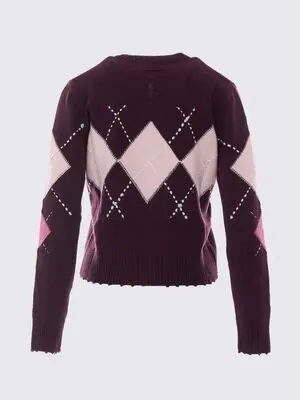 Pinko Argyle Wool And Cashmere Cardigan - Red