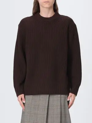 Pinko Relaxed Fit Wool Crewneck Jumper With Dropped Shoulders - Brown