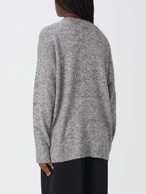 Pinko V-neck Wool Blend Cardigan With Rhinestone Embellishments
