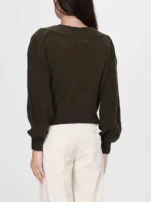 Pinko V-neck Pure Wool Jumper With Dropped Shoulders And Ribbed Trims
