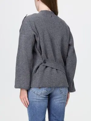 DONDUP Pure Wool V-neck Cardigan With Epaulettes And Button Closure