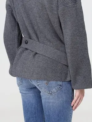 DONDUP Pure Wool V-neck Cardigan With Epaulettes And Button Closure