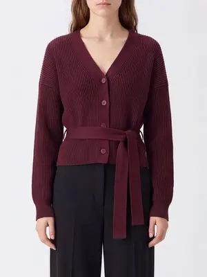 DONDUP Pure Wool V-neck Cardigan With Epaulettes And Button Closure - Red