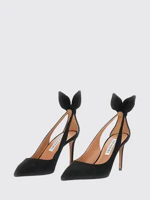 AQUAZZURA Bow Tie Suede Pumps With Stiletto Heel And Knot Detail - Black