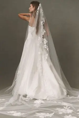 PRONOVIAS Romantic Floral Cathedral Veil