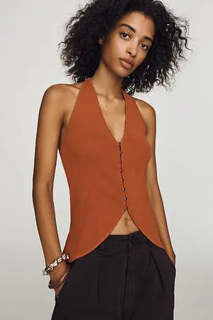 Anthropologie Split-front Halter Sweater