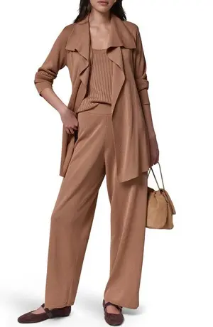 Donna Karan New York Metallic Belted Shawl Collar Cardigan - Camel