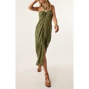 VIX PAULA HERMANNY Marilyn Long Cover-up Dress - Dark Green
