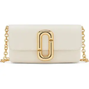 Marc Jacobs Scene Leather Wallet On Chain - Cloud White