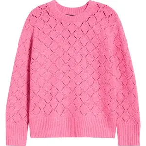 Deluc Pointelle Crewneck Sweater - Fuchsia