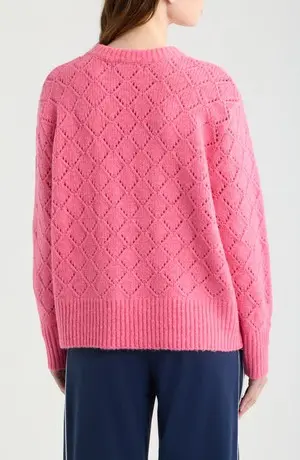 Deluc Pointelle Crewneck Sweater - Fuchsia
