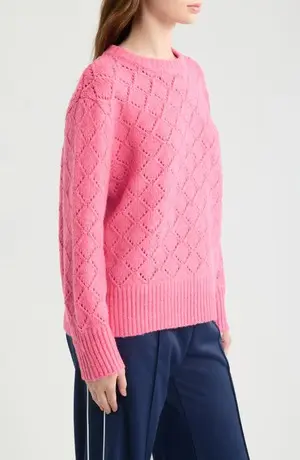 Deluc Pointelle Crewneck Sweater - Fuchsia