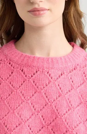 Deluc Pointelle Crewneck Sweater - Fuchsia