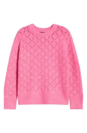 Deluc Pointelle Crewneck Sweater - Fuchsia