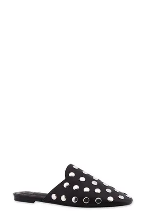 SHU SHOP Aretha Faux Leather Studded Flat Mule - Brown