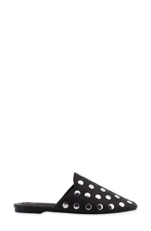 SHU SHOP Aretha Faux Leather Studded Flat Mule - Brown