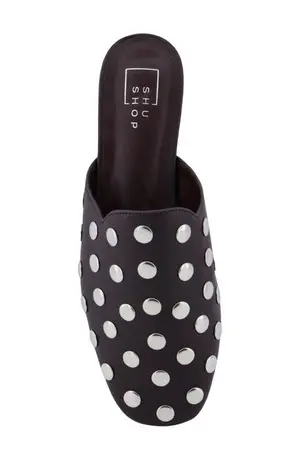 SHU SHOP Aretha Faux Leather Studded Flat Mule - Brown